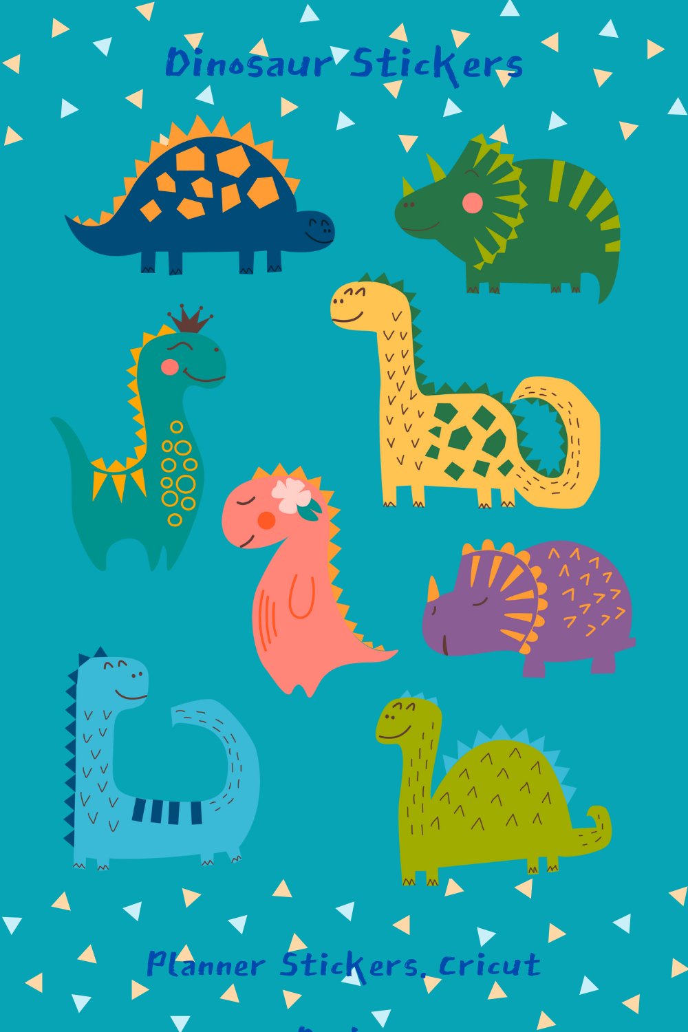 Dinosaur stickers. Planner stickers. Printable stickers