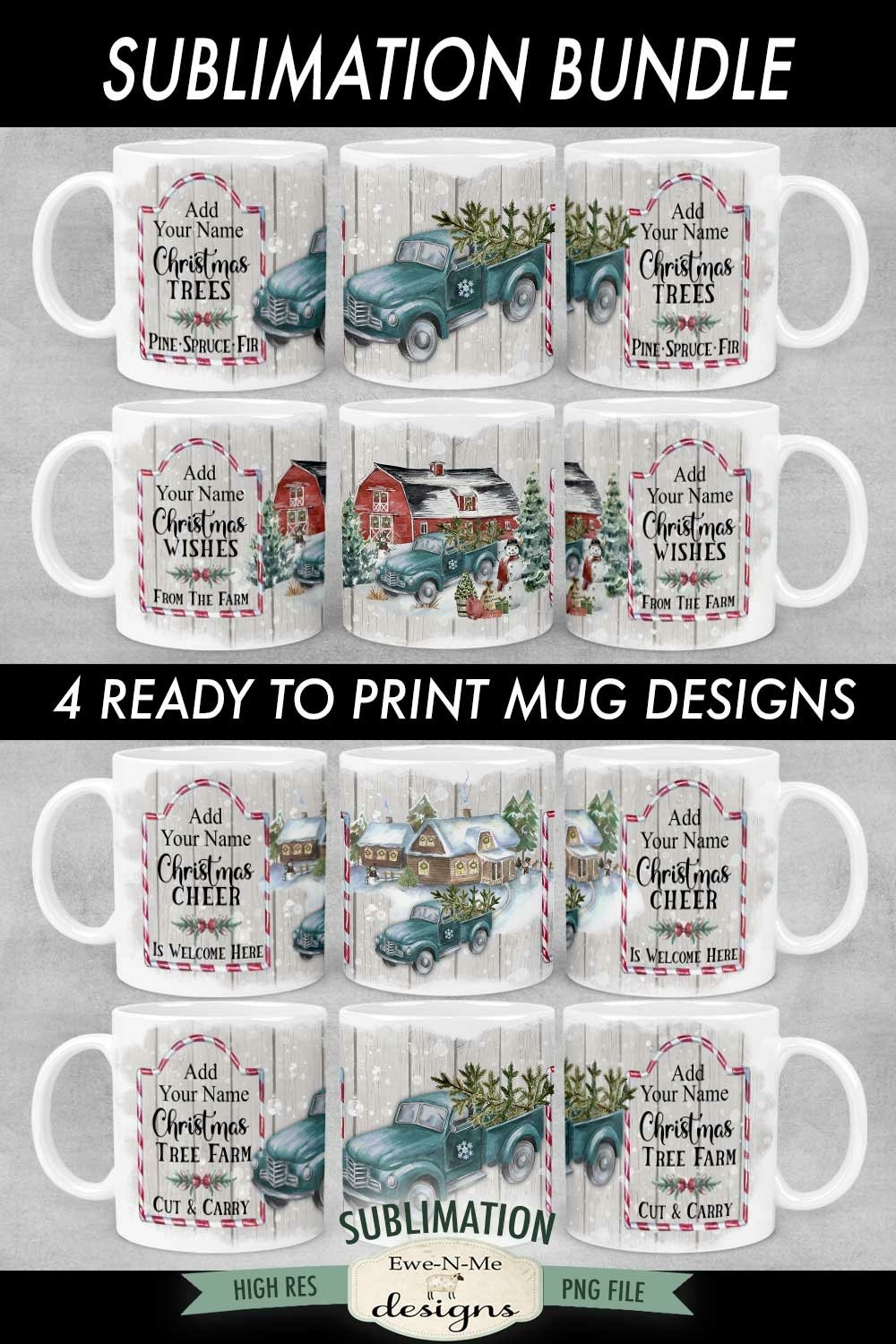Old Blue Truck Mug Sublimation Bundle | Christmas (1674352)