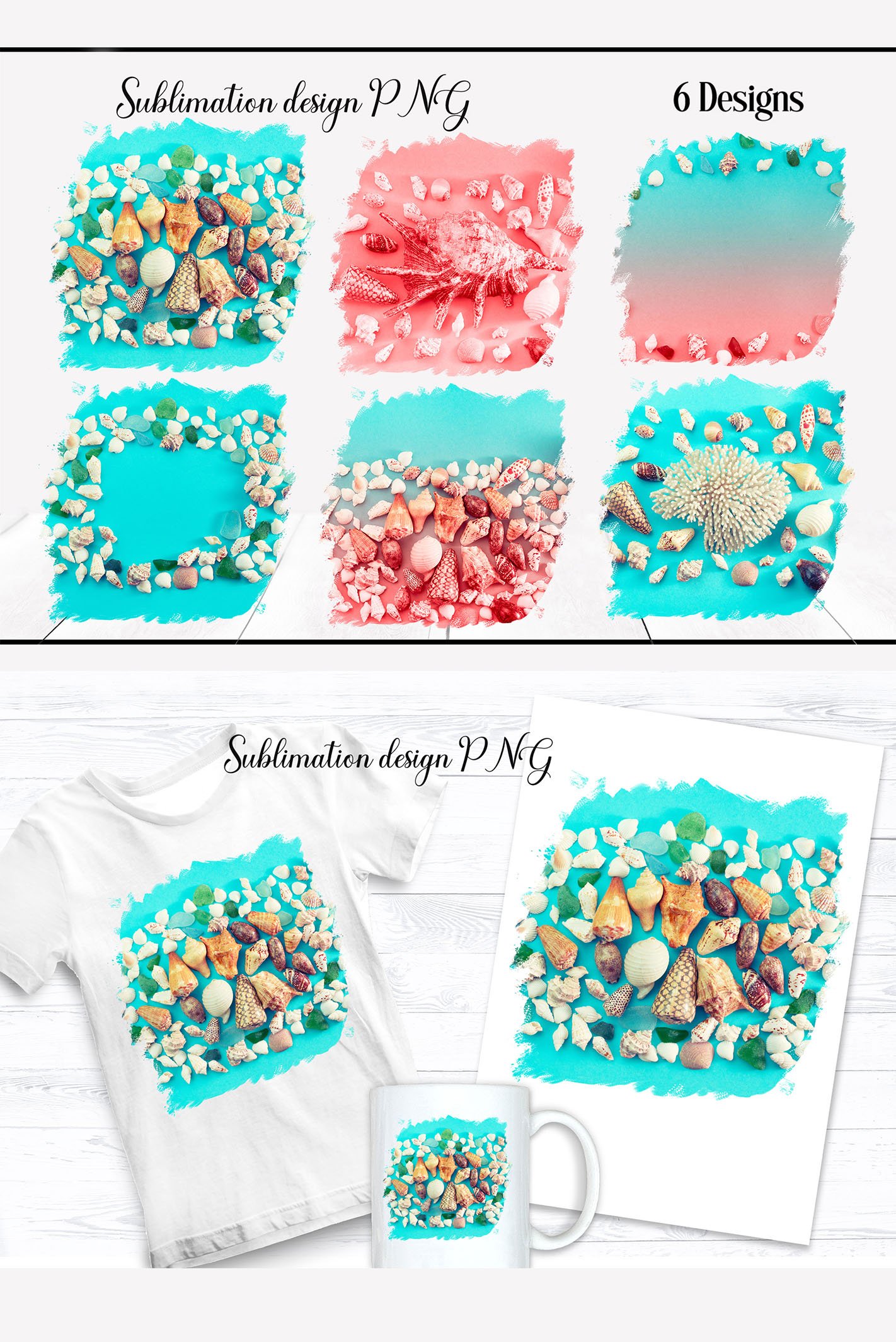 Seashell Background PNG | Summer sublimation Bundle