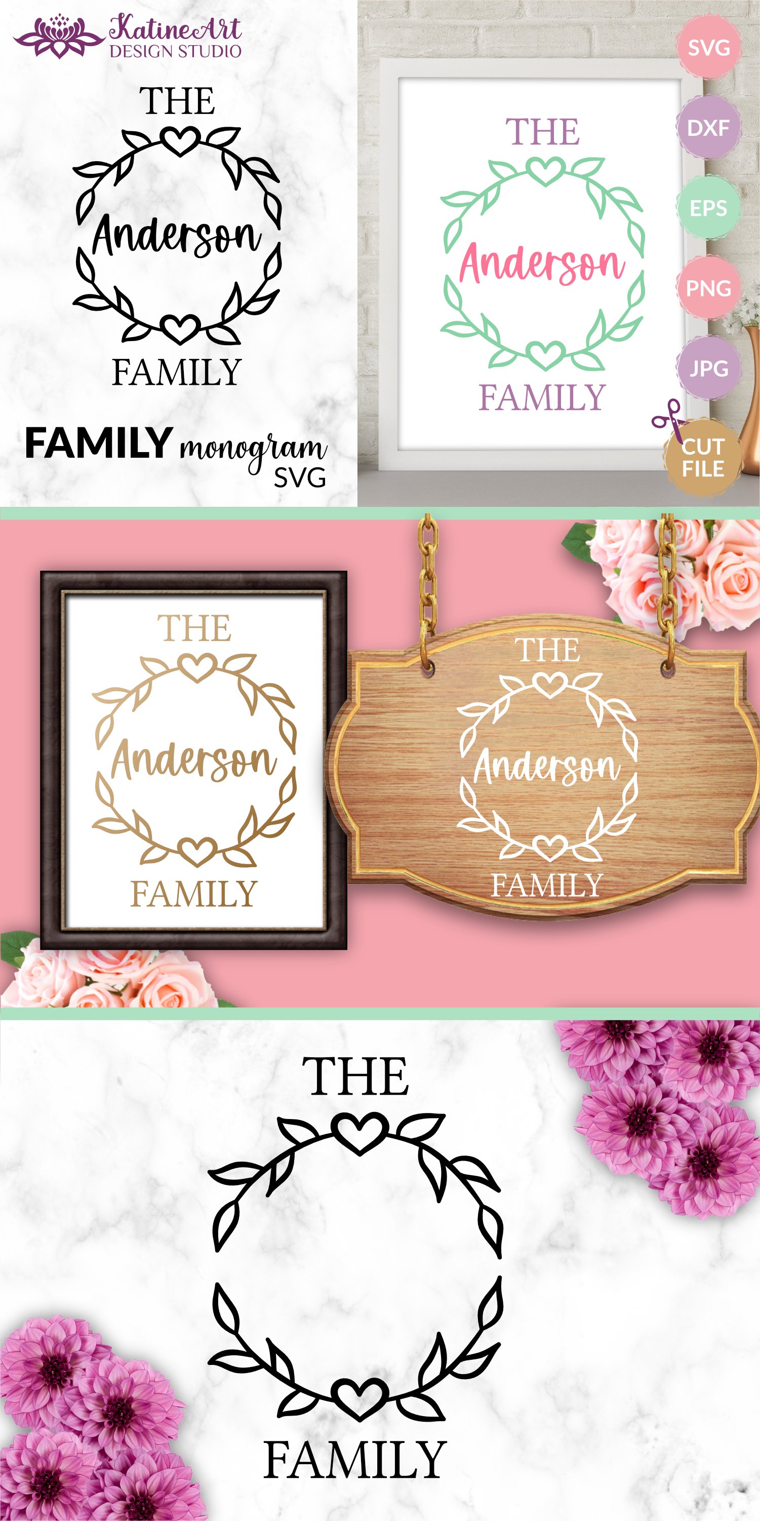 Family Monogram svg Family Sign svg Family svg Last Name svg