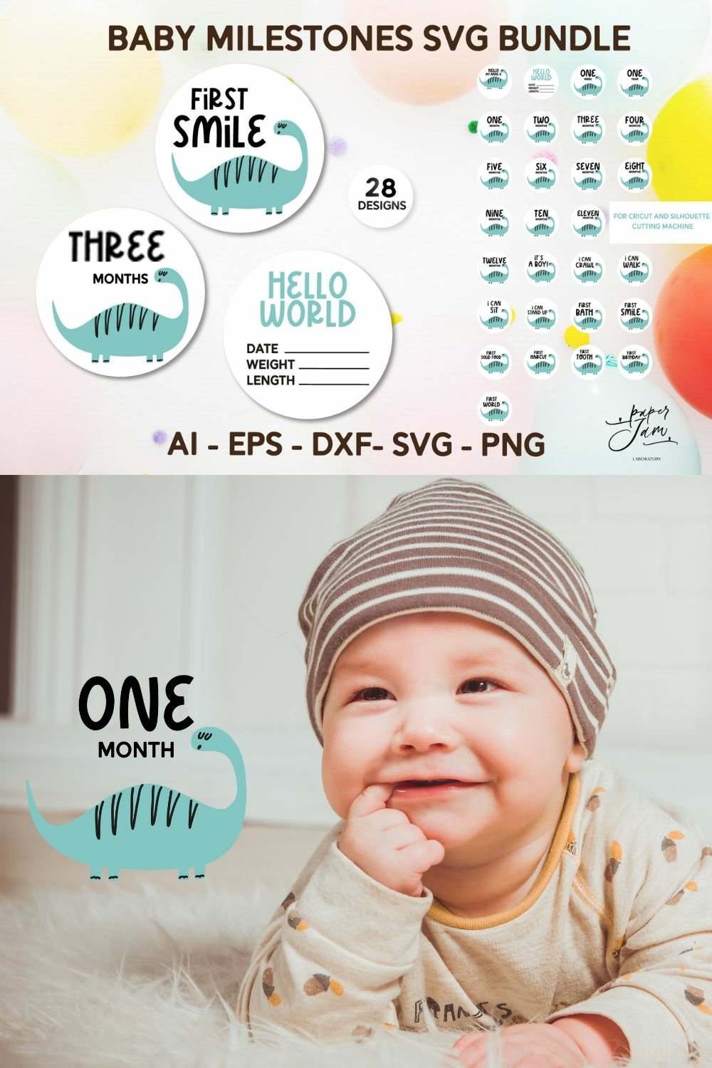 Baby milestones SVG bundle