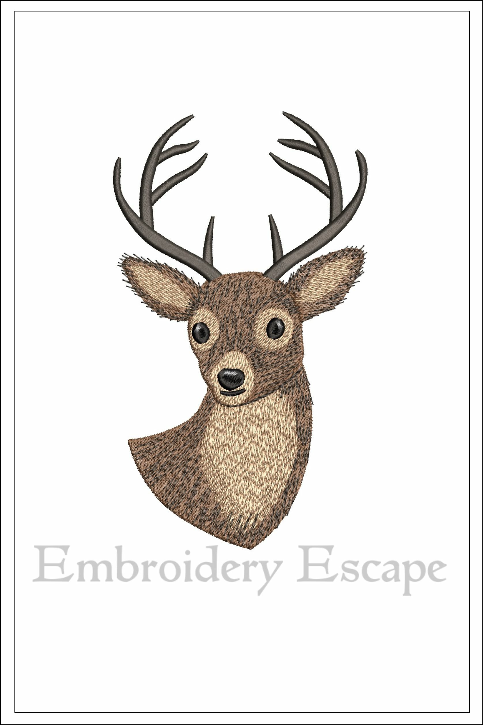 Deer embroidery file, animal embroidery design