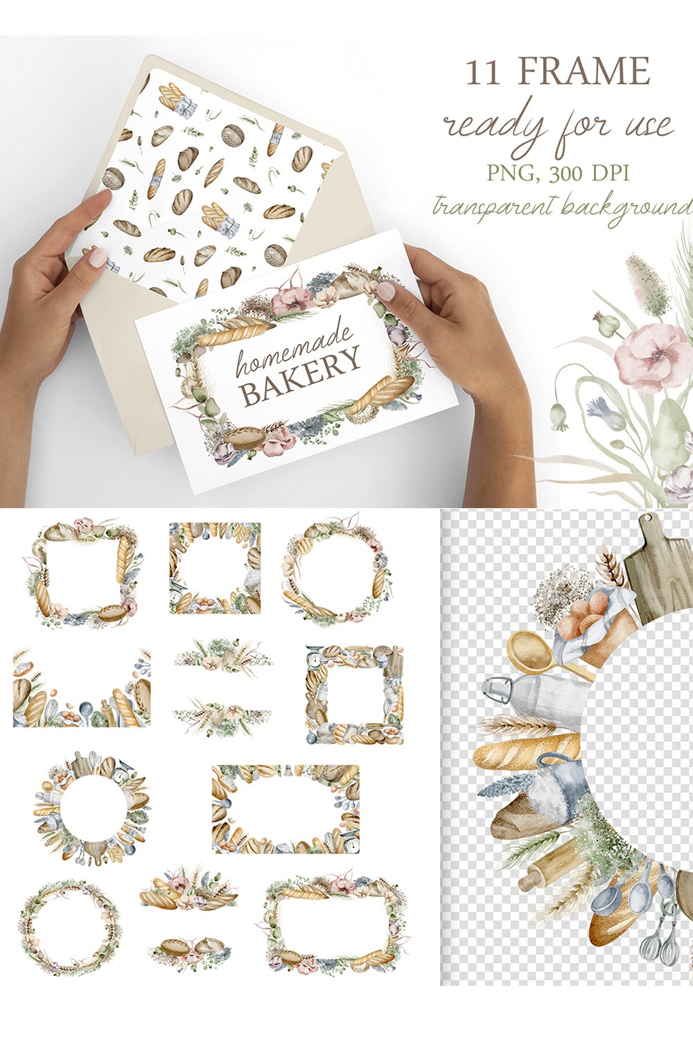 Rustic Watercolor Bakery Frame