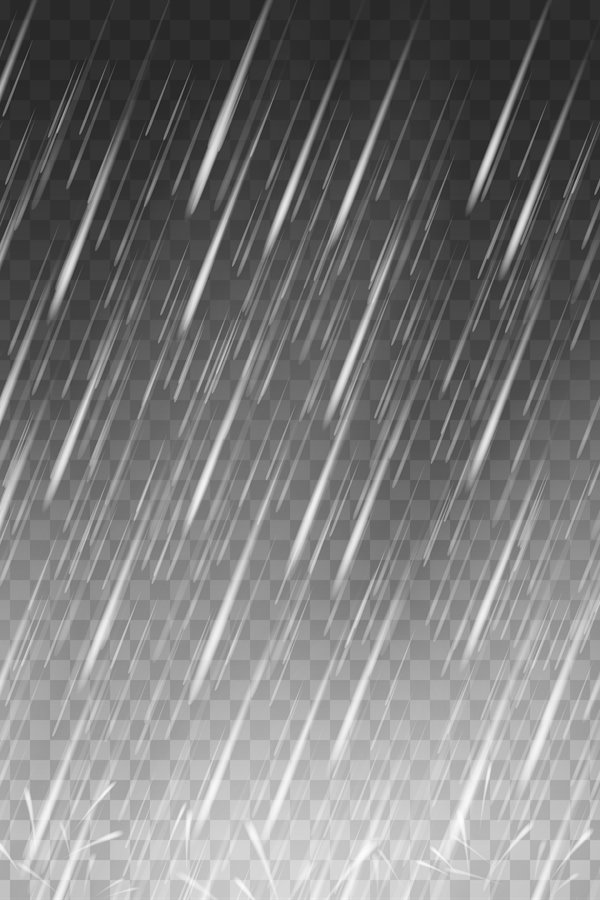 Falling water drops on transparent background