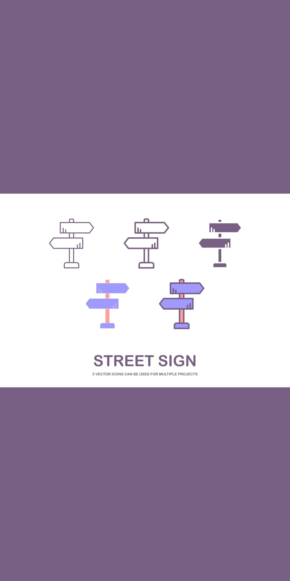 Sign Street Big Set Isolated With five styles, Vector icon