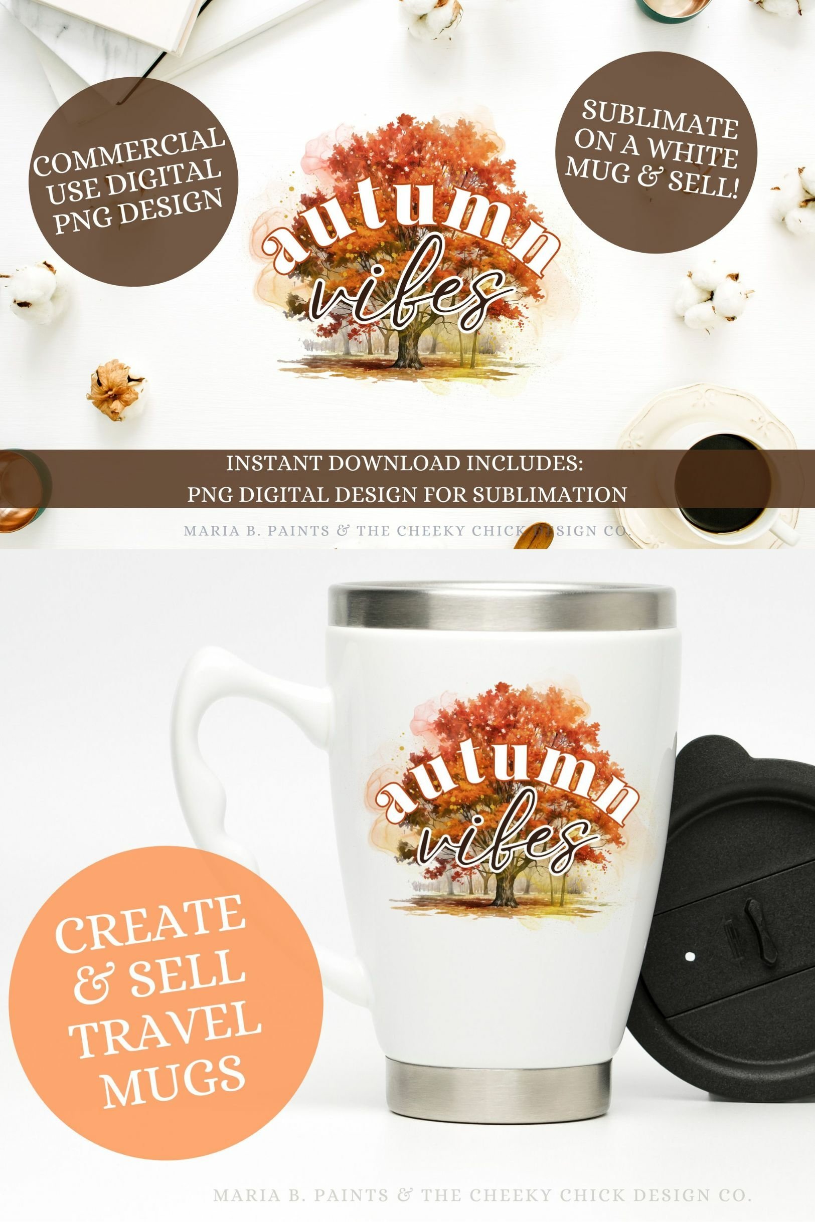 Maple Tree Autumn Vibes: Watercolor Fall Sublimation Design