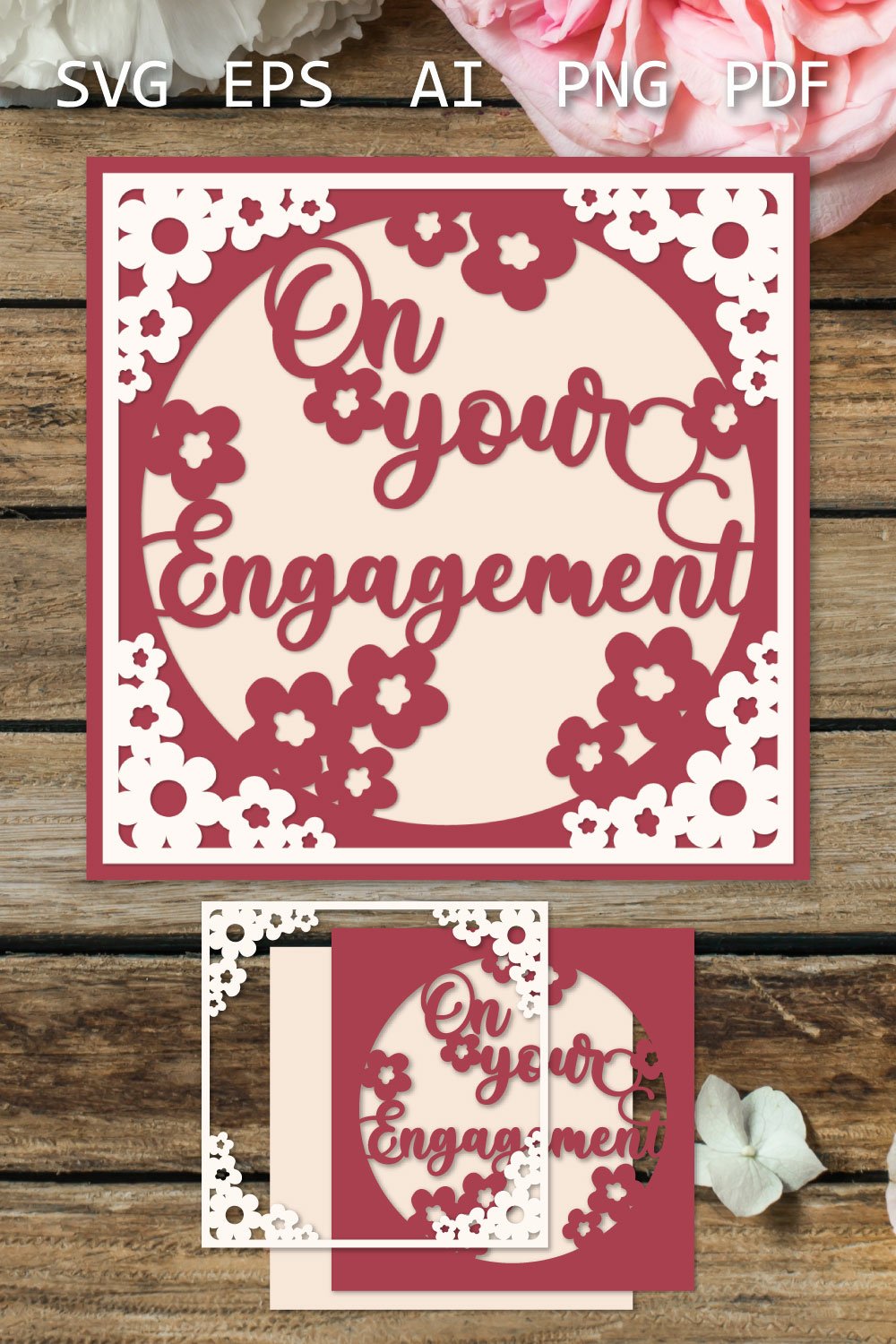 Engagement Card, On your engagement Layered papercut SVG