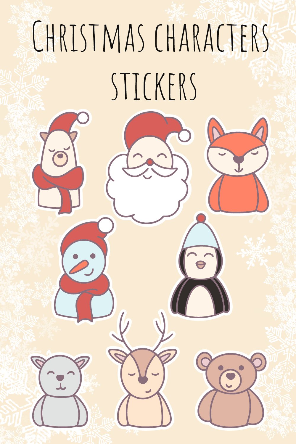 Christmas characters stickers set SVG/PNG