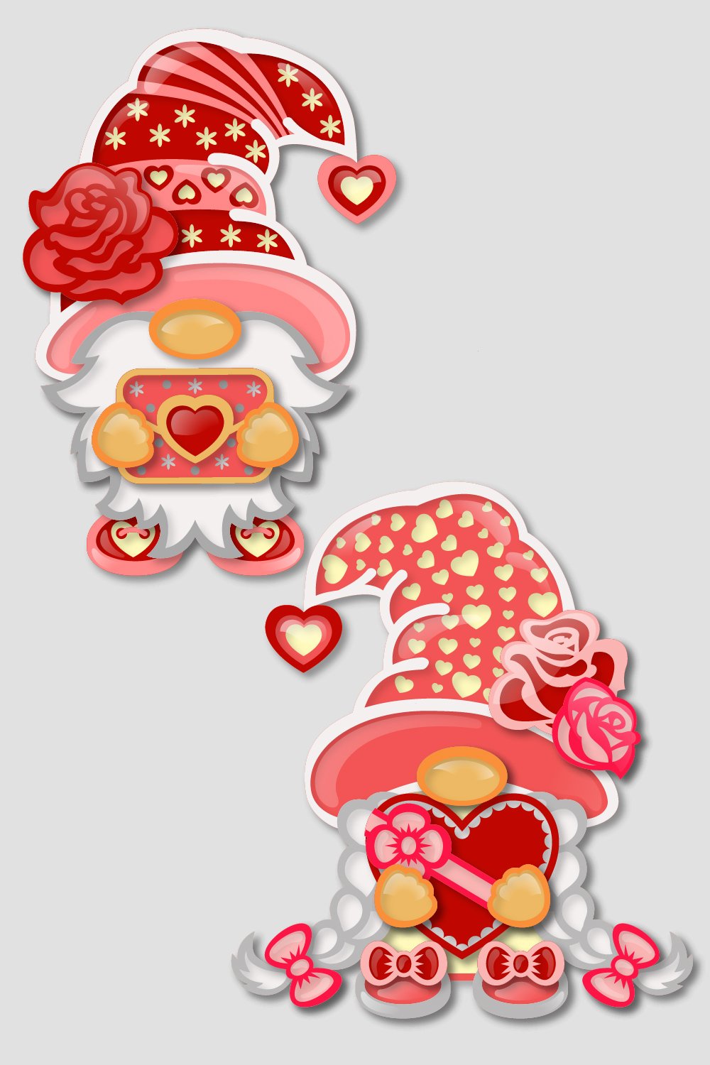 SVG bundle Valentine's Day Gnomes with roses for Cricut
