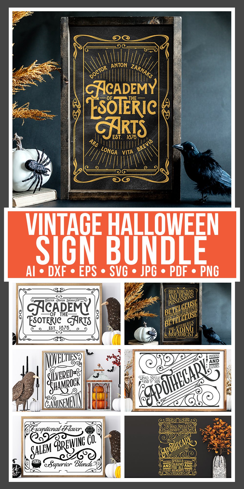 Vintage Halloween Sign Bundle