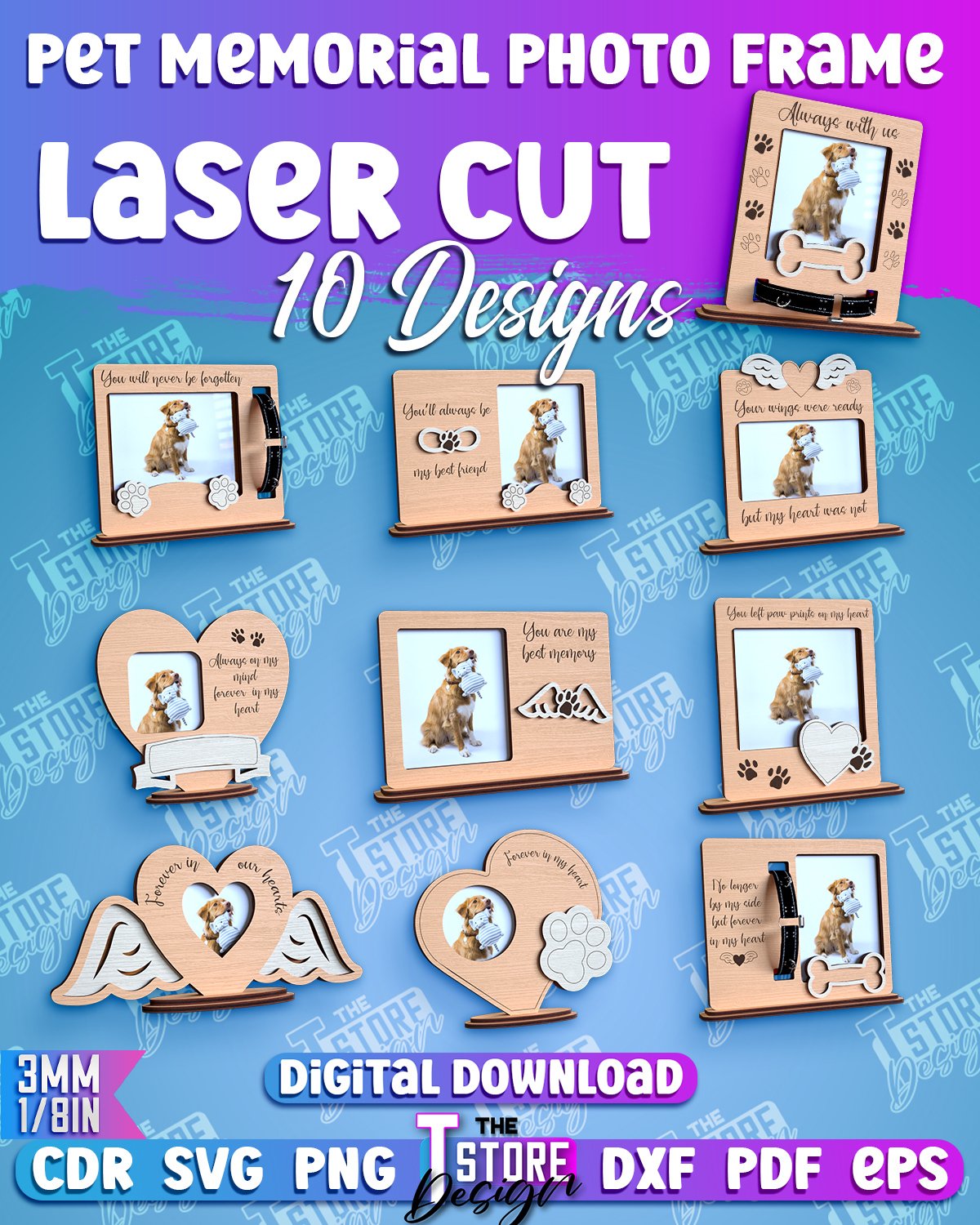 Pet Memorial Photo Frame Laser Cut Bundle|Animal Photo Frame