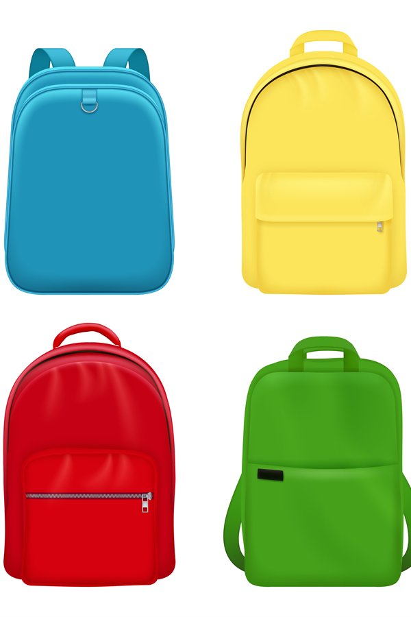 Backpack realistic. School bag personal leather travel lugga