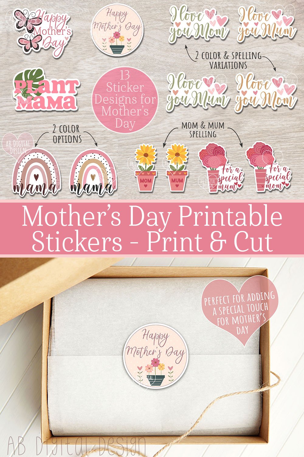Mother's Day Stickers for Print and Cut