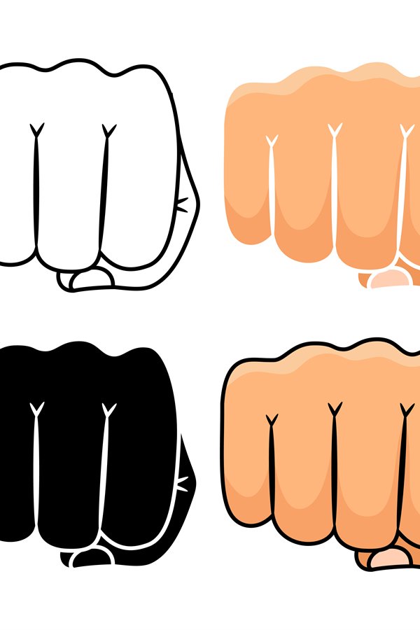 Fist punch icons set