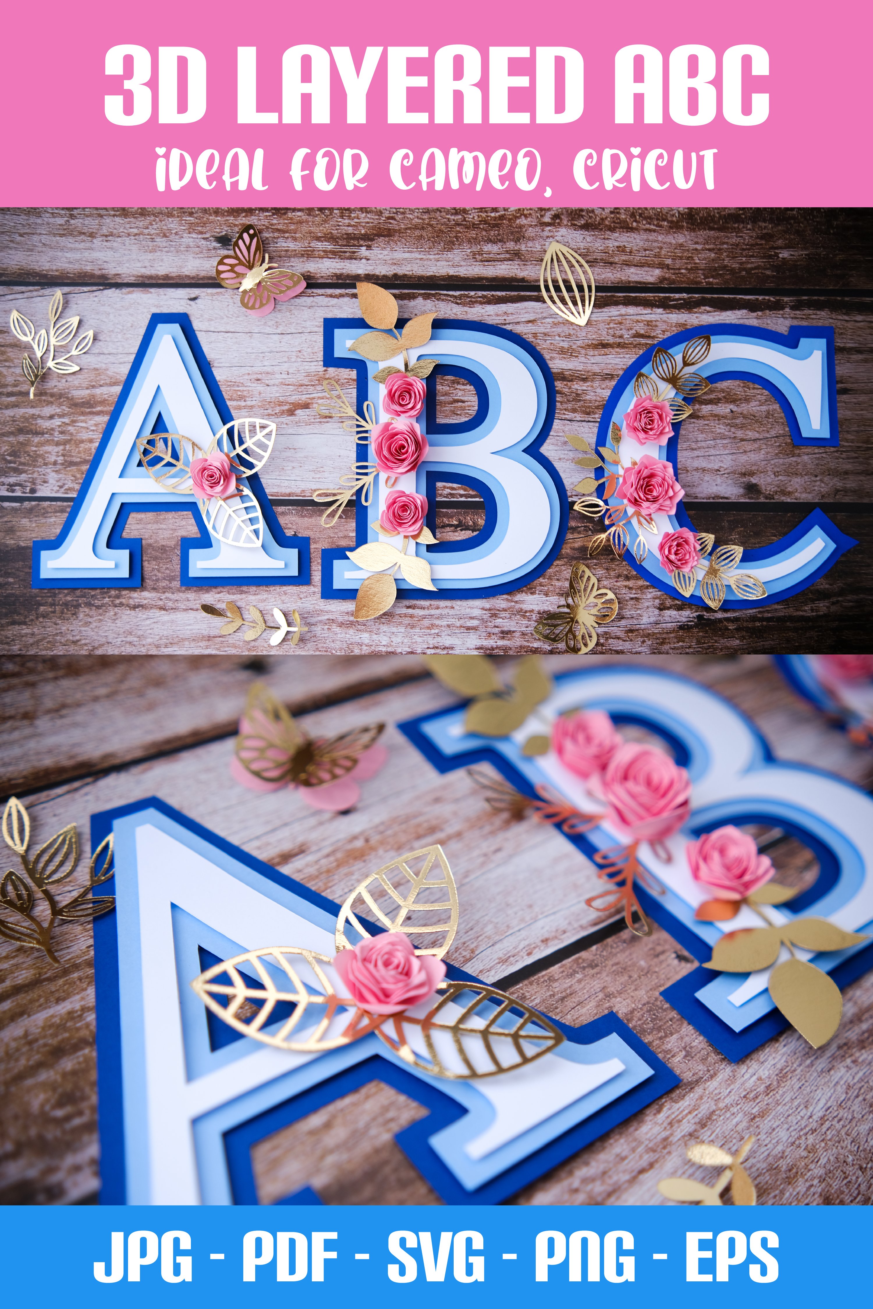 3D Layered floral ABC paper cut I Layered Alphabet letters