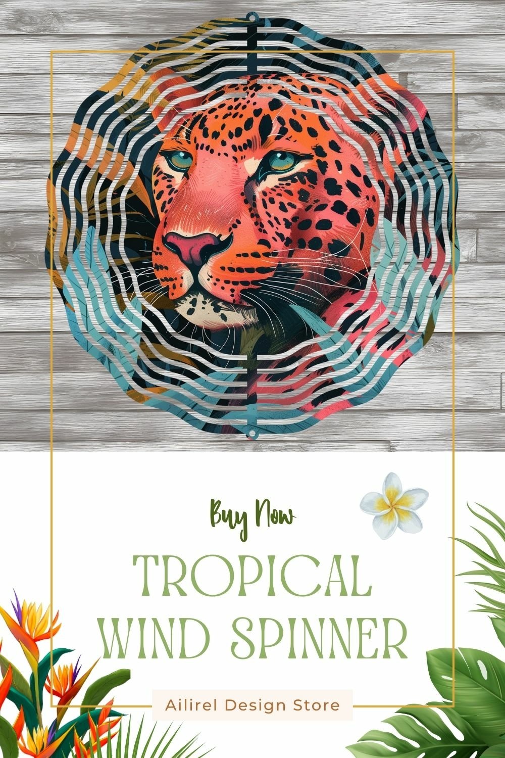 Tropical Leaves Wind Spinner Design, Leopard Wind Spinner