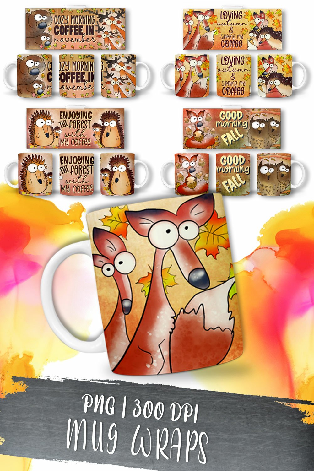 Cute Fall Mug Wraps | Funny Autumn Mug Designs
