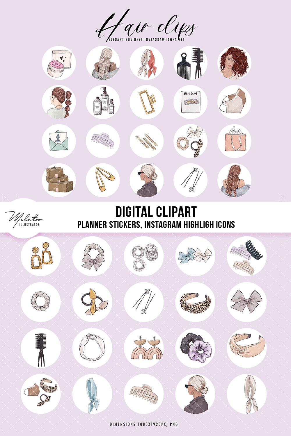 Hairstyle clipart Instagram icons hair clip pin claw bows