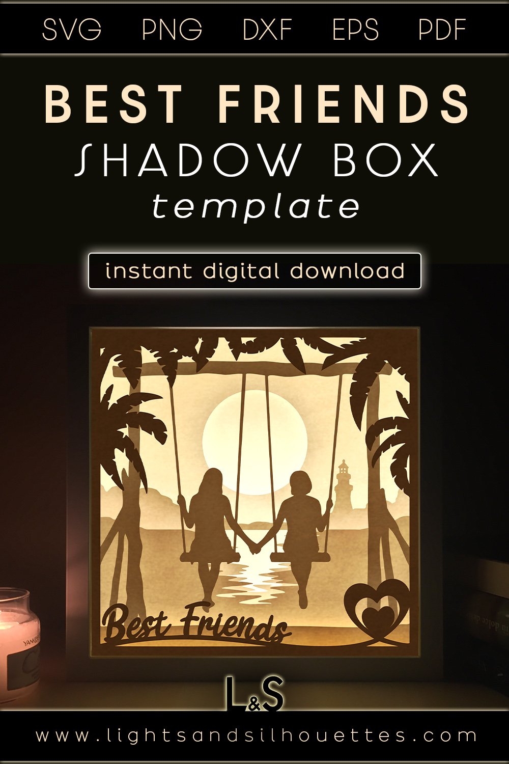 Best Friends Shadow Box Svg Design | Cricut Light Box
