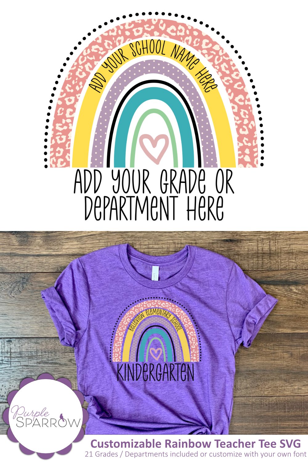 Customizable Rainbow Teacher Tee SVG Design