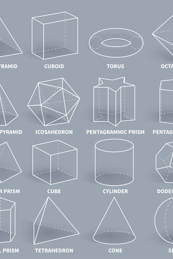 Abstract 3d math geometric outline shapes vector set
