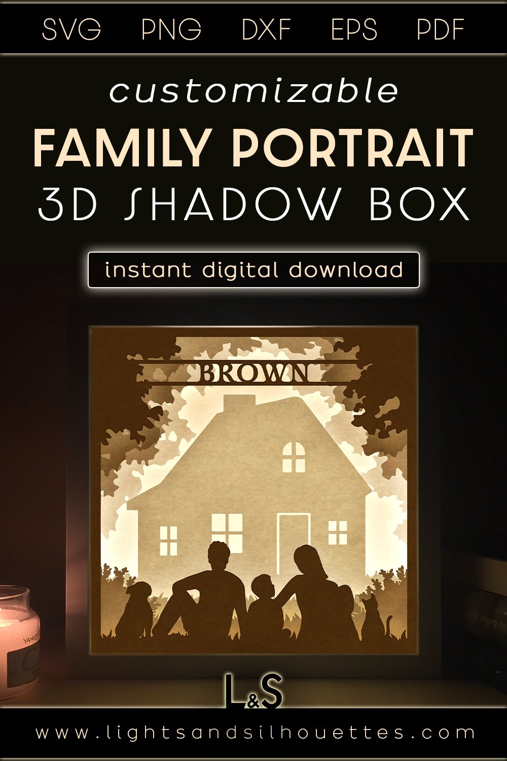 Personalized Family Shadow Box Svg | New Home Laser Cut File