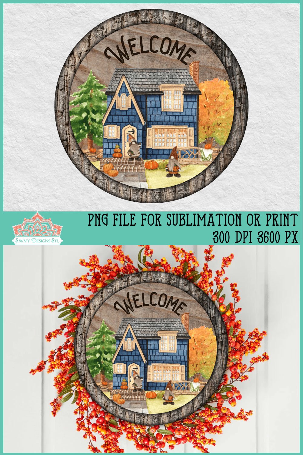 Fall Welcome Sign | Round Gnome Sublimation