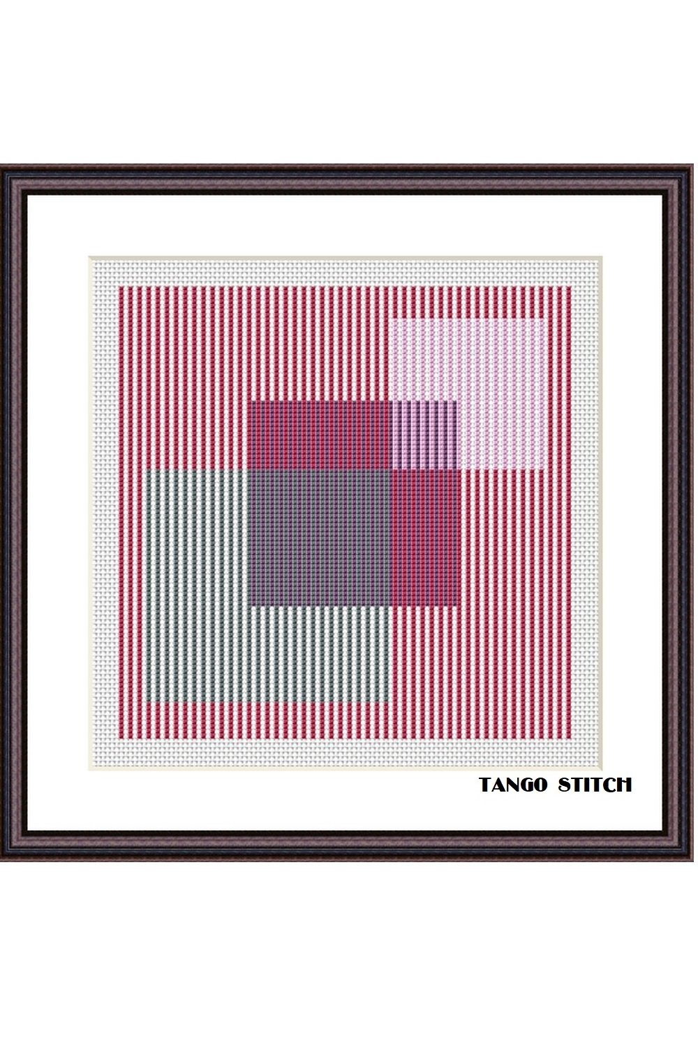 Geometric striped cross stitch squares embroidery