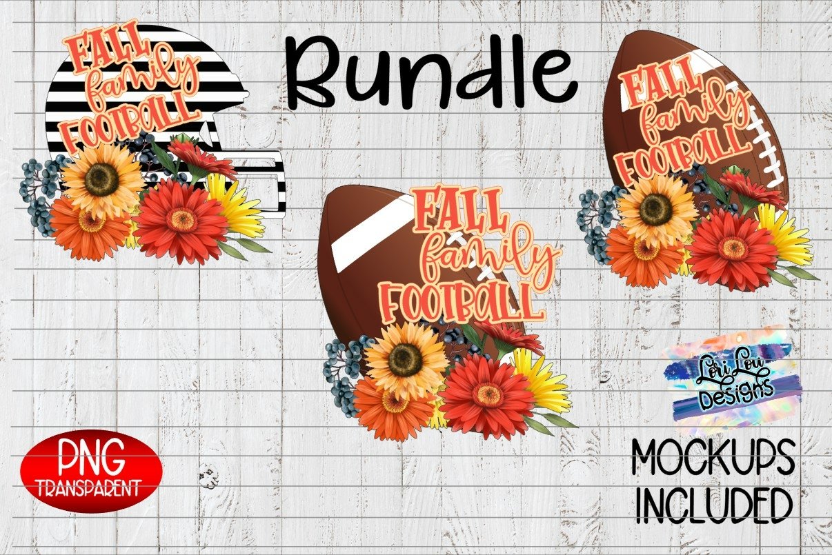 Fall Family Football Floral Sublimation Bundle