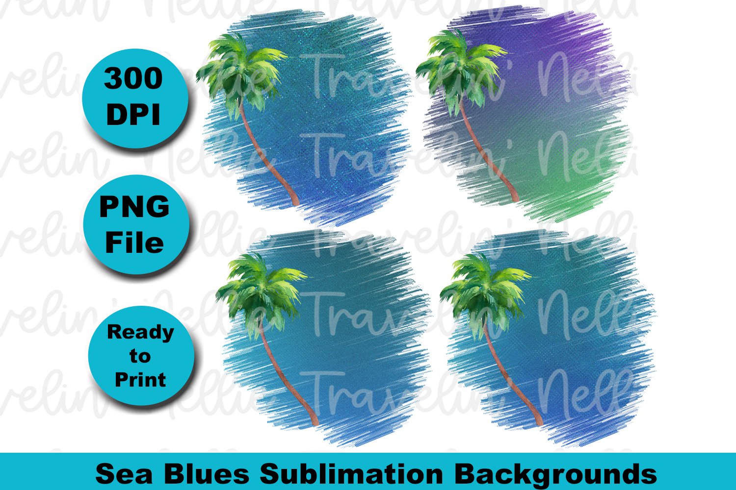 Tropical Blue Background Bundle for Sublimation and Printing