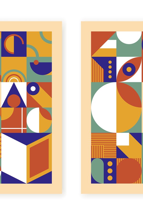 Contemporary geometric funky design. Unusual banners collect