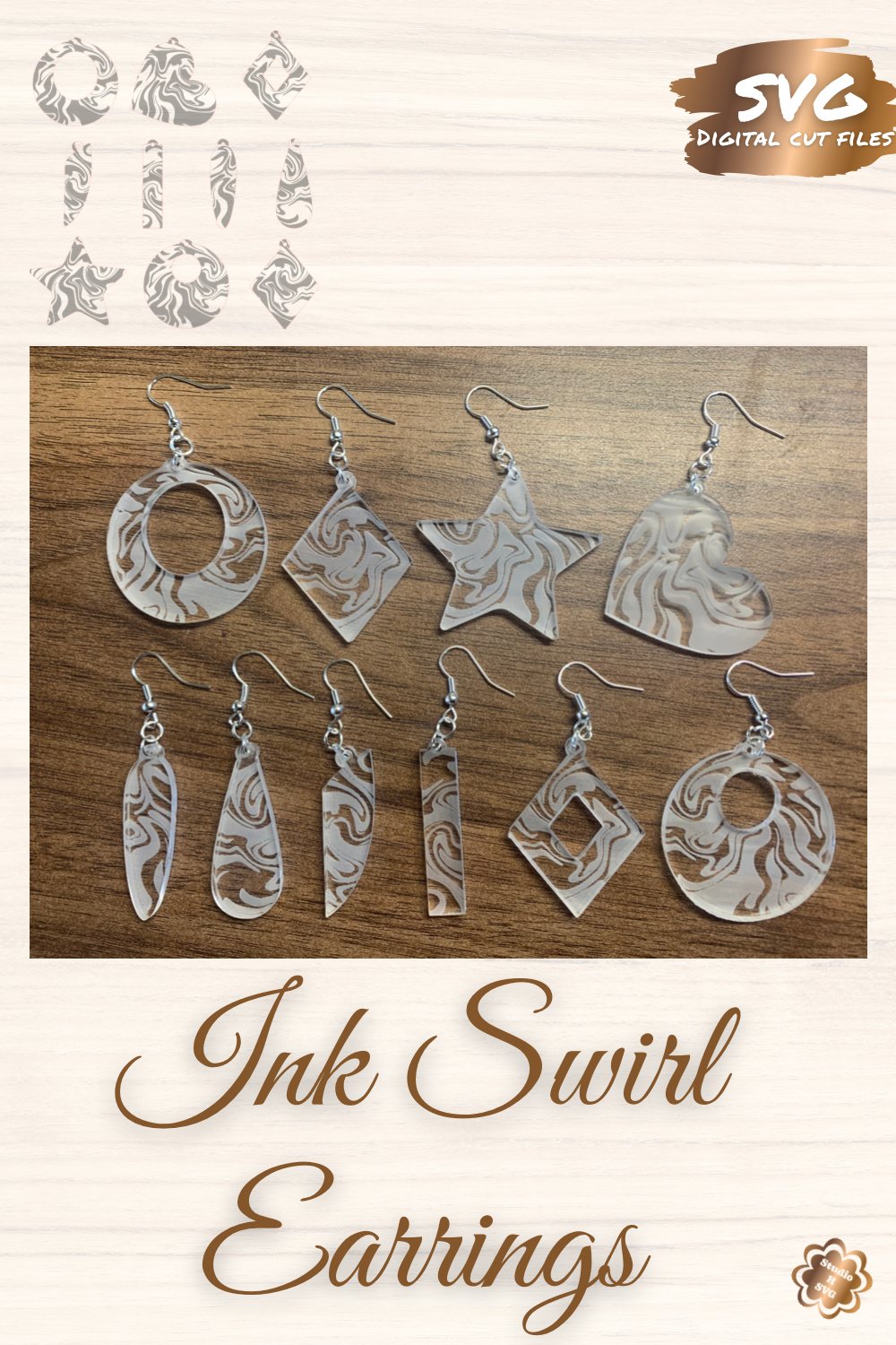 Patterned laser Cut Earring Files - Laser Ready