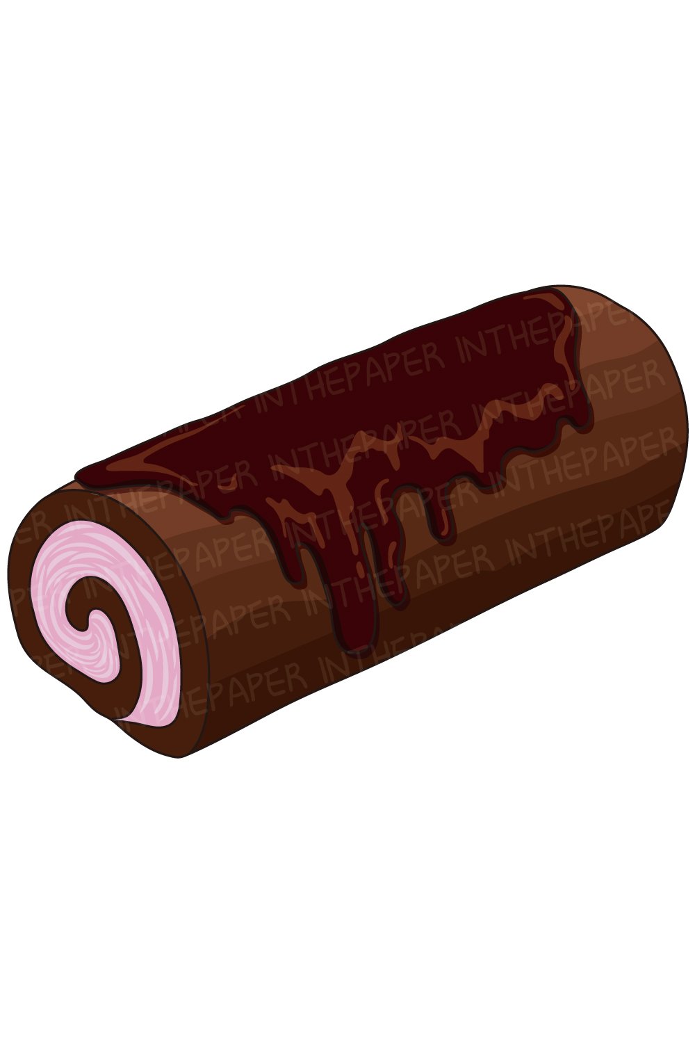 Sweet chocolate syrup flowing inside the roll cake SVG PNG
