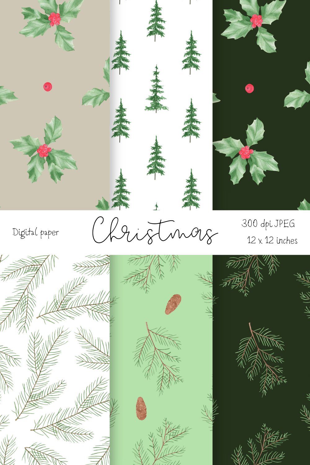 Christmas digital paper, watercolor winter (1610909)