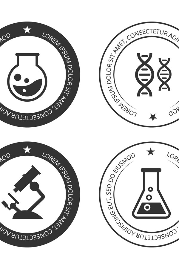 Science labels collection with silhouette icons