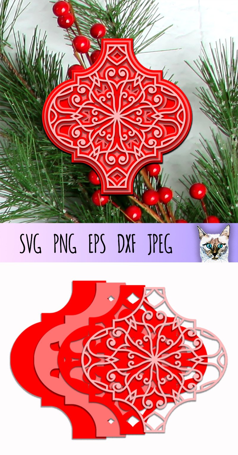 3D Layered arabesque tile ornament svg. (1028361)