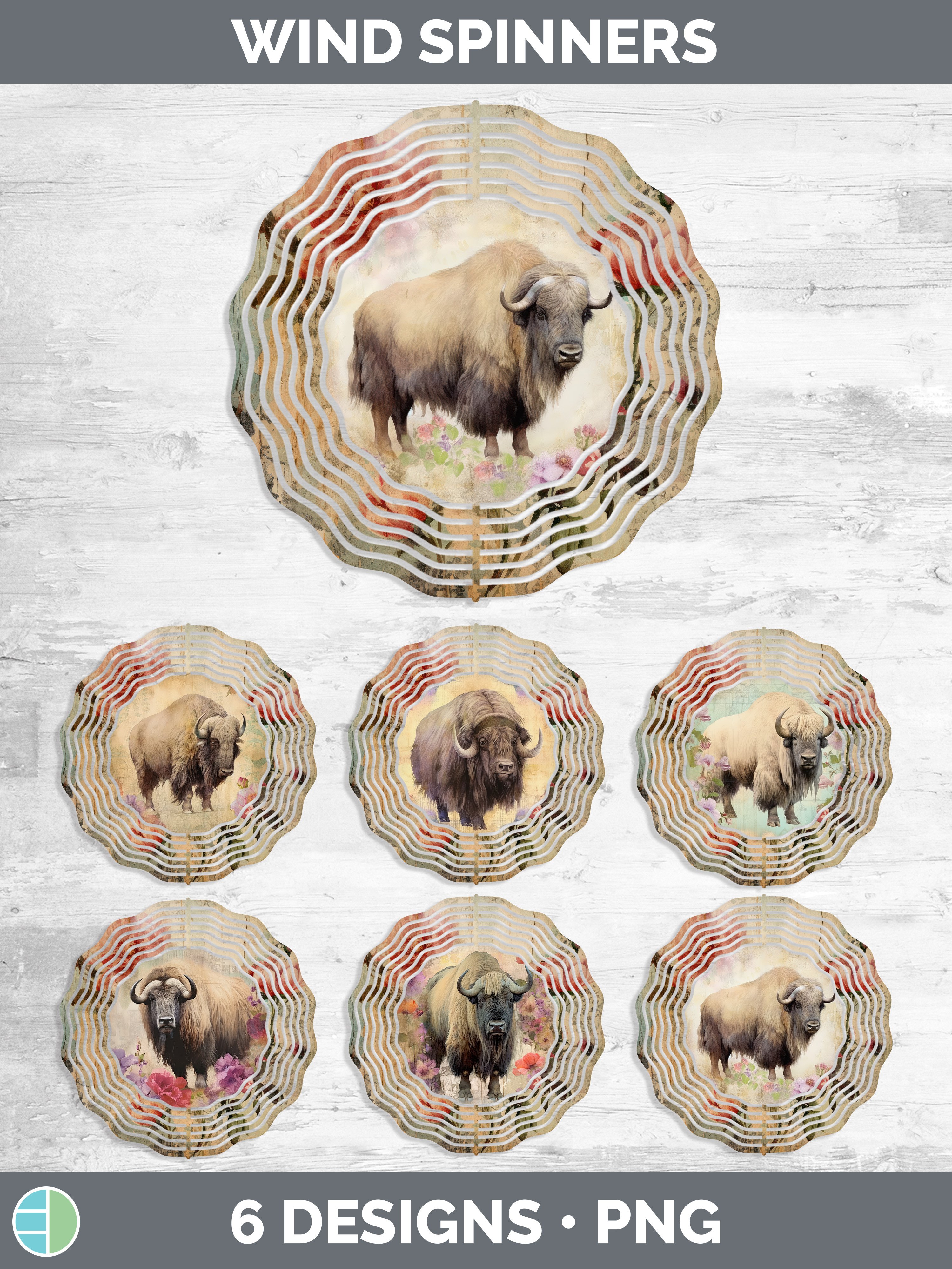 Vintage Musk Ox Wind Spinner | Sublimation Spinner Designs B