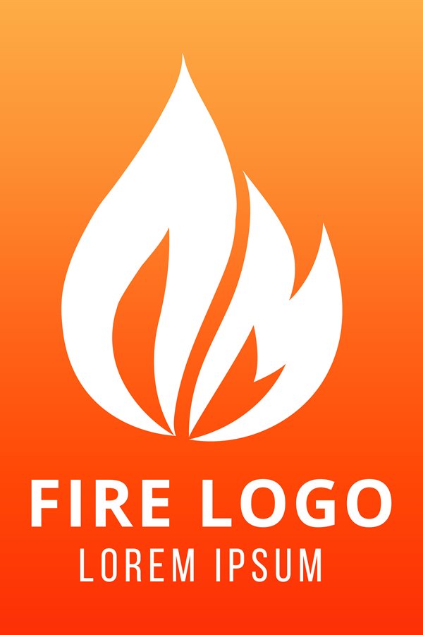 Flame of fire logo design on fire color background