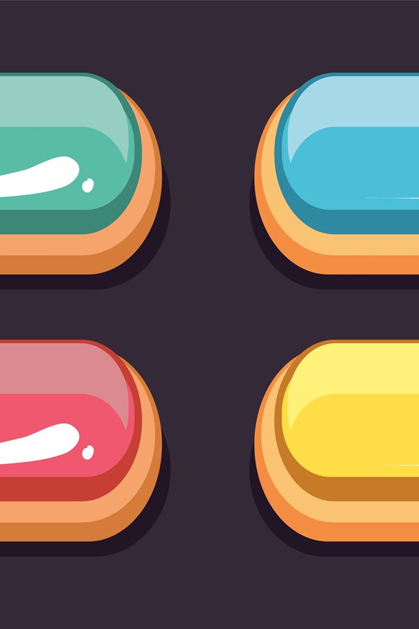 Computer games user interface buttons. Button cartoon style