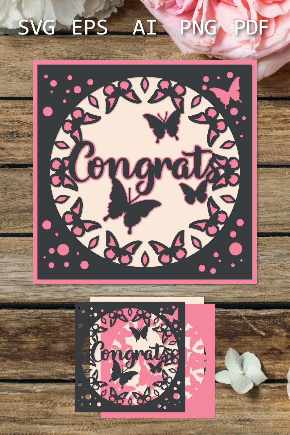 Congrats card SVG, Layered Congratulations paper cutting 3D
