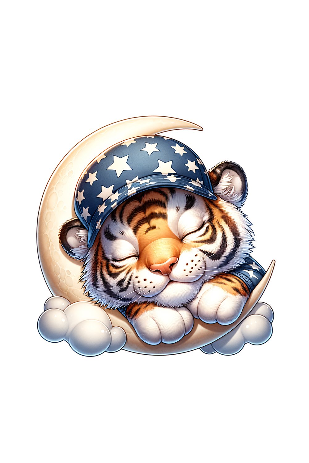 Tiger Sleeping on the moon Clipart, Animals (3512118)