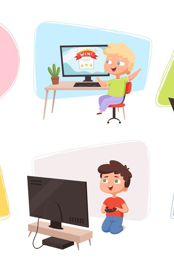 Kids with gadgets. Future technology children using laptop s