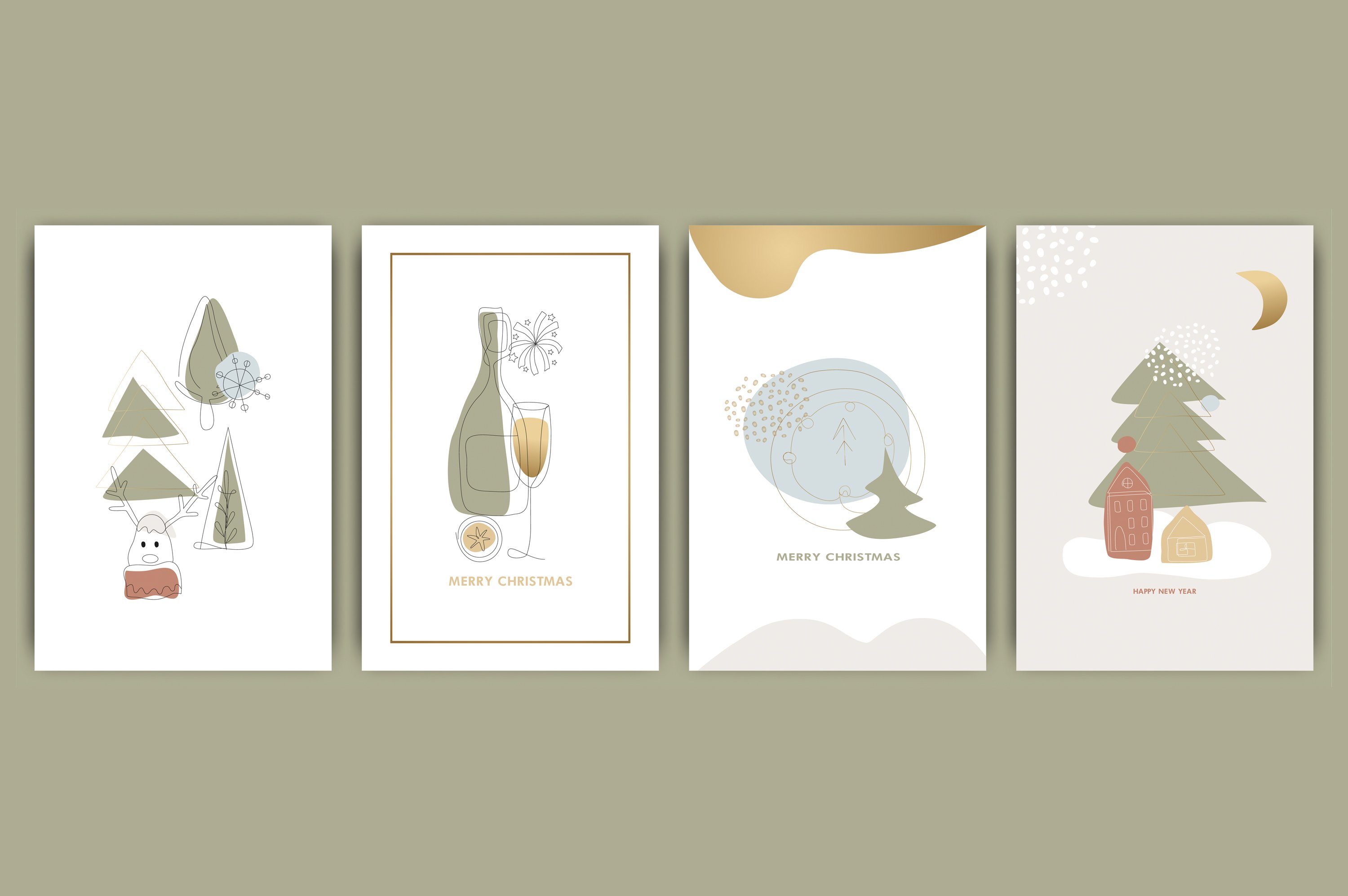Set of New Year, Christmas cards (1093763)