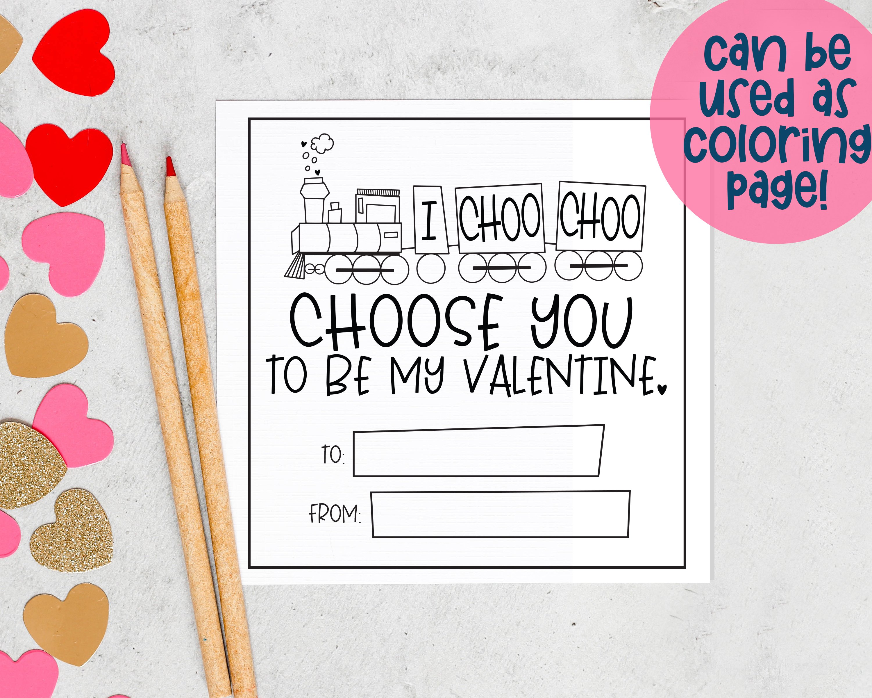 Valentine's Card Printable - Last minute card - Train
