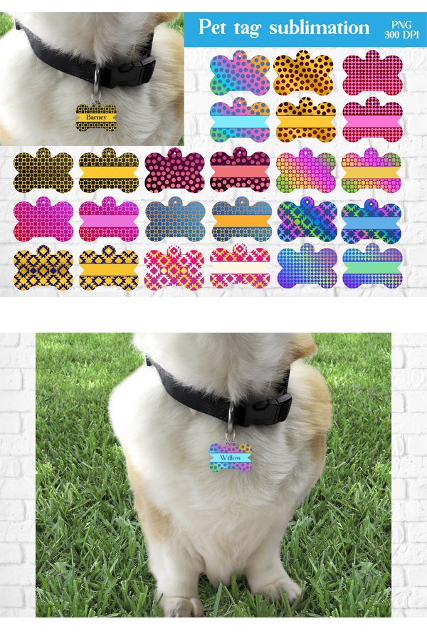 Pet tag sublimation design bundle