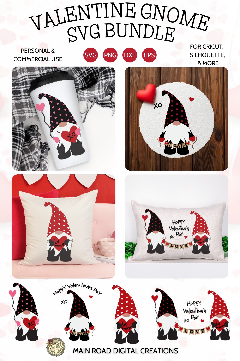 Valentine Gnome SVG Bundle-Happy Valentine's Day