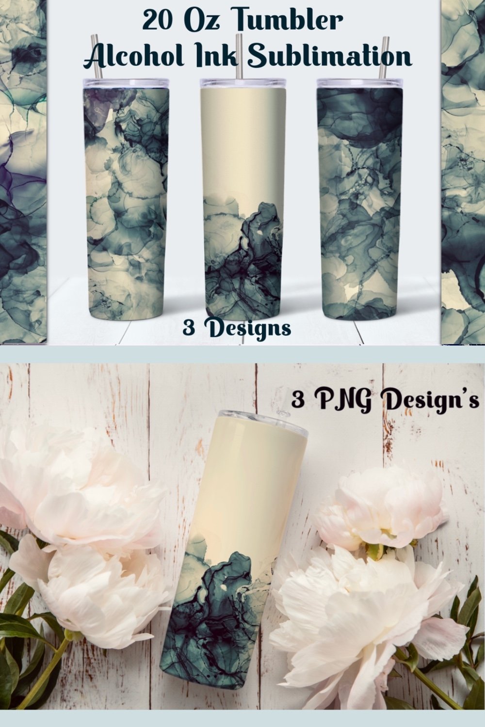 Alcohol Ink Dark Blue Tumbler Sublimation Designs.