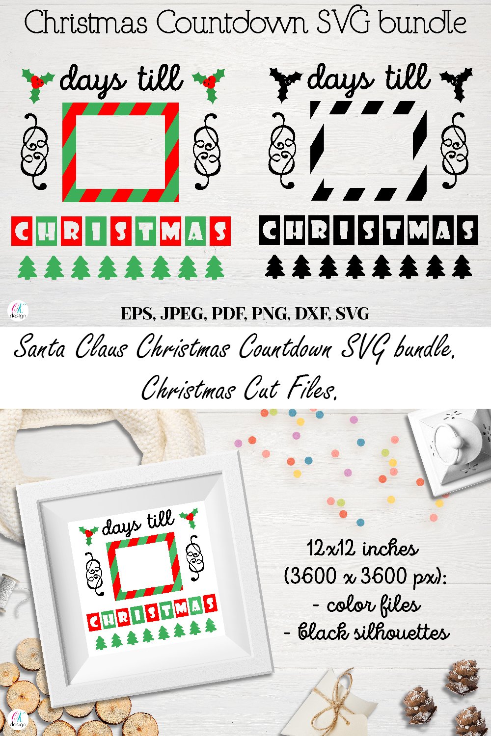 Santa Claus Christmas Countdown SVG bundle.