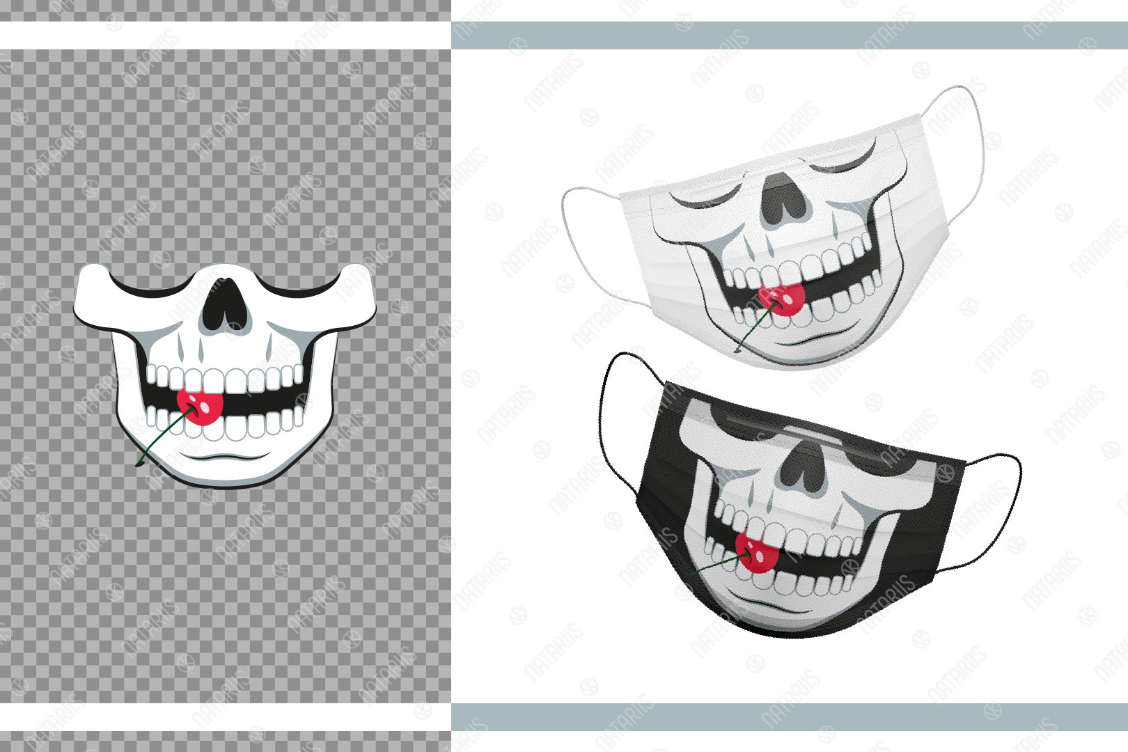 Funny skull design with Cherry for protective face mask.