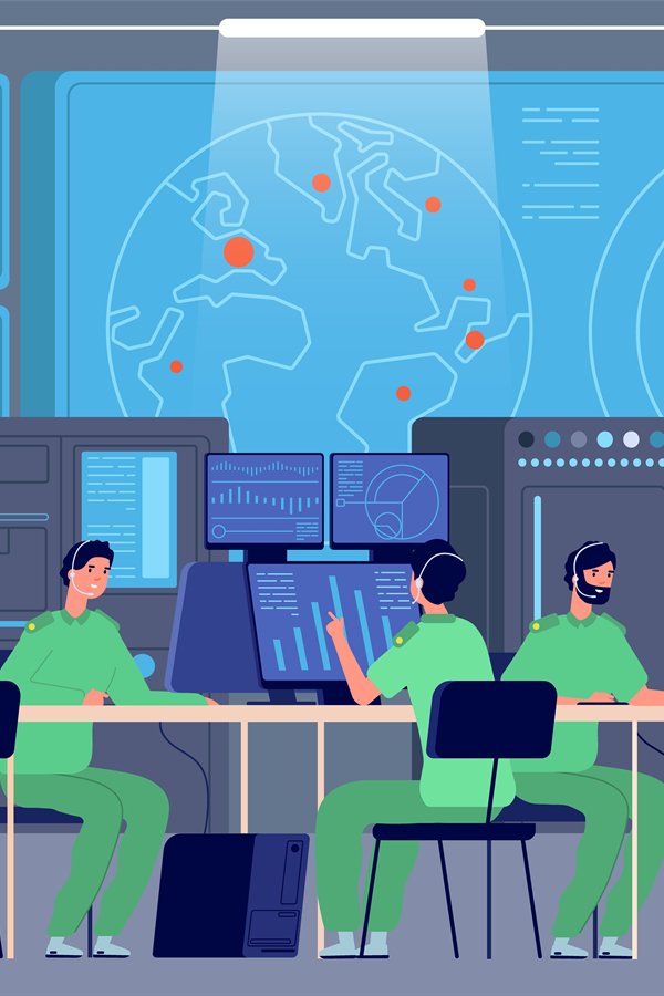 Government control center. Command room, engineers controlli